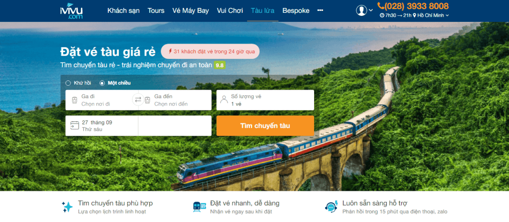 iVIVU.com chính thức mở bán vé tàu hỏa Bắc - Nam
